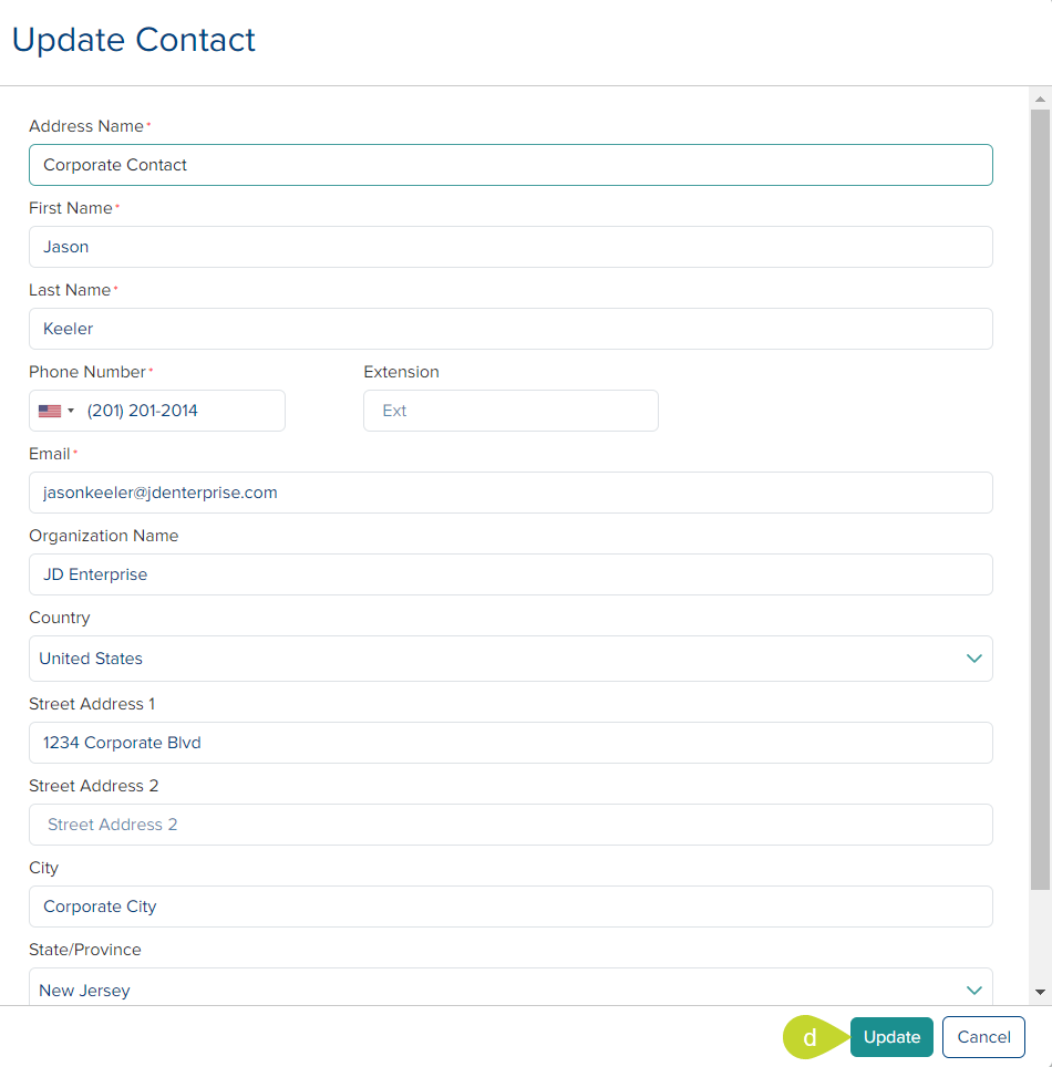 Add/Update/Delete Billing Contact Add/Update/Delete Billing Contact